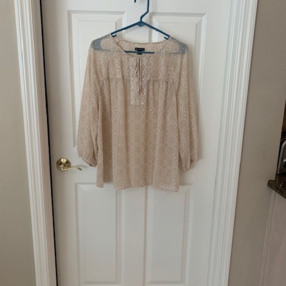 new directions | Tops | Light Beige Sheer Patterned Boho Topblouse By New Directions | Poshmark